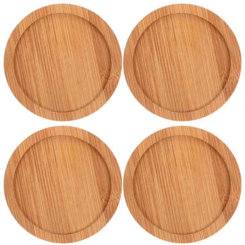 NUOLUX 竹製ラウンドコースター 4枚セット 直径2.56インチ 耐熱 滑り止め 家庭用カップパッド 茶托 テーブル保護 ドリンク用耐熱性と天然竹素材の魅力：天然竹を使用し熱い飲み物のカップからテーブルを保護しながら、自然な風合いでどん...