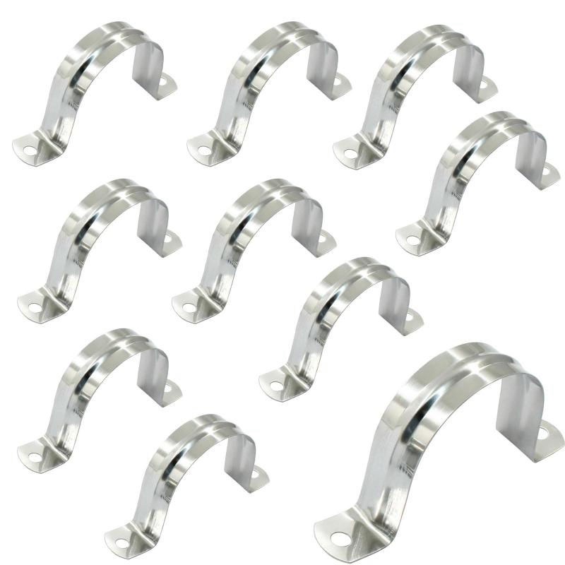 FUYUERO ステンレスサドルバンド単管パイプ サドルバンド たんかんパイプ固定金具 単管パイプ 性パイプストラップクランプ ステンレス製 2つ 穴があるU字型 様々な表面へのパイプ固定用、20セット内容：2個、カラー：ピンク、ブルーシリ...