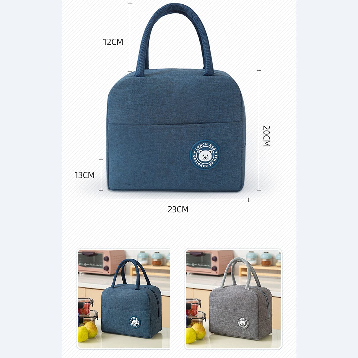 【保温バッグサイズ】：23cm * 13cm * 20cm 、ハンドル高さ：12cm。【素材】：外層は丈夫で傷がつきにくく防水性のある上質なオックスフォード生地で作られております。内層は防水・防油性のあるアルミホイル層です、さらに重要なのは...