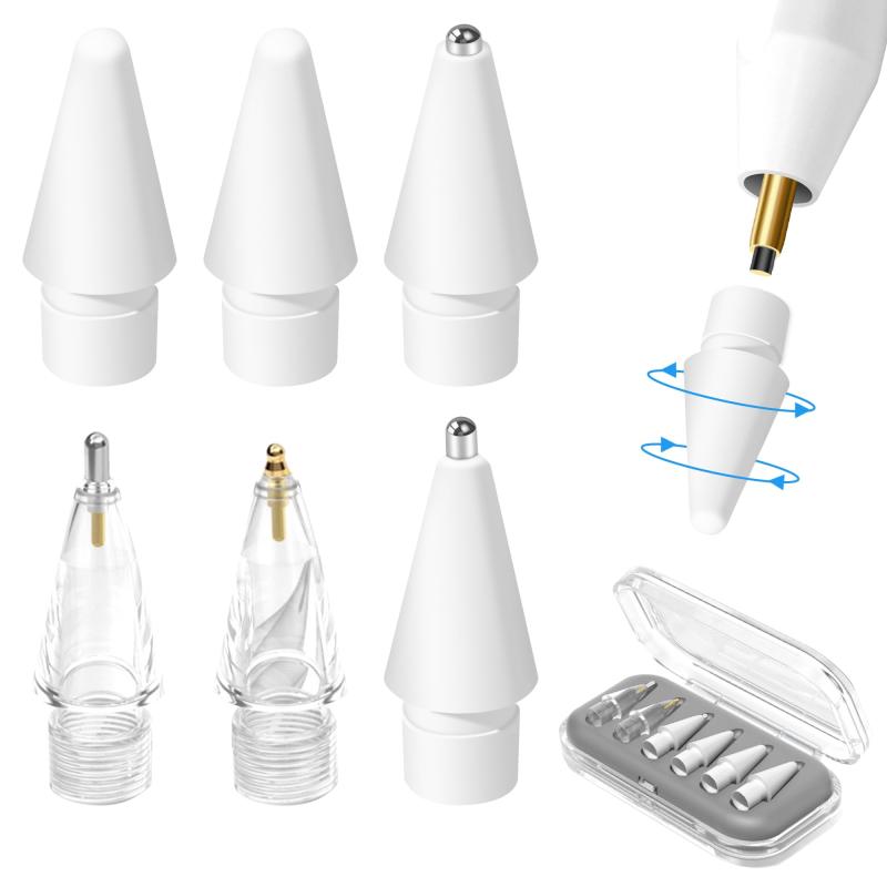 Detoypapa Apple Pencilに対応 ペン先 6本【プロ推薦】アップルペンシル ペン先 収納ケース付き Apple Pencil 第1/2世代/USB-C/Pro用 ipadペンシル チップ 交換用 高感度チップ 正確なコント...