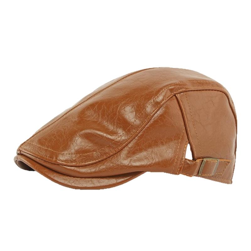 [RUNQIU] ハンチング 帽子 メンズ キャスケット キャップ クラシック レザー調 UVカット 探偵帽 冬 秋 春 レディース高品質PUレザーを使用した軽量帽子。柔らかく通気性に優れ、つややかな光沢と肌なじみの良さが特徴。一日中使用し...