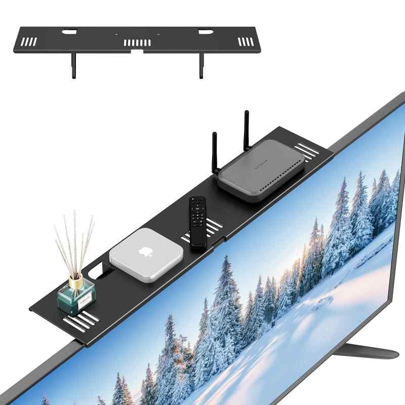 テレビ台 収納ラック テレビ上棚 工具不要 簡単取り付け ルーター収納 モニターラック ケーブル整理 省スペース テレビ裏収納 TVアクセサリー【180°調整可能なテレビ上ラック】薄型テレビやモニター上部のデッドスペースを有効活用できるスリ...
