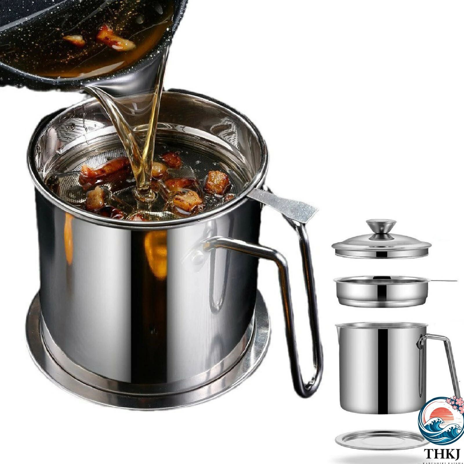 材質:ステンレス鋼色:A 油こし器 1.4L? 【高品質材料】多機能オイルスクリーンは食品級304ステンレス鋼で作られ、抗酸化、腐食防止、防錆、高温に耐え、耐摩耗、頑丈で耐久性があり、使用寿命が長い? 【高効率油ろ過】油ポットは細密メッシュ...