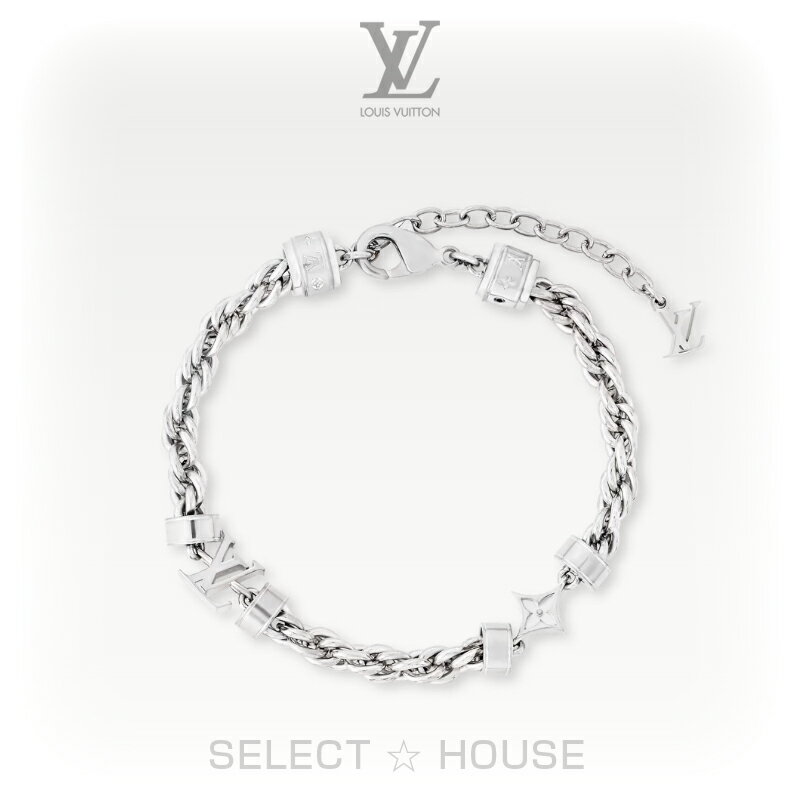 ルイ・ヴィトンブレスレット・LV ワイヤー 商品コメント デイリーに活躍するイタリア製のカジュアルなアイテム｢ブレスレット・LV ワイヤー｣。ロープを想起させるデザインのシルバーカラーのメタルチェーンに、LV イニシャルとモノグラム・フラワ...