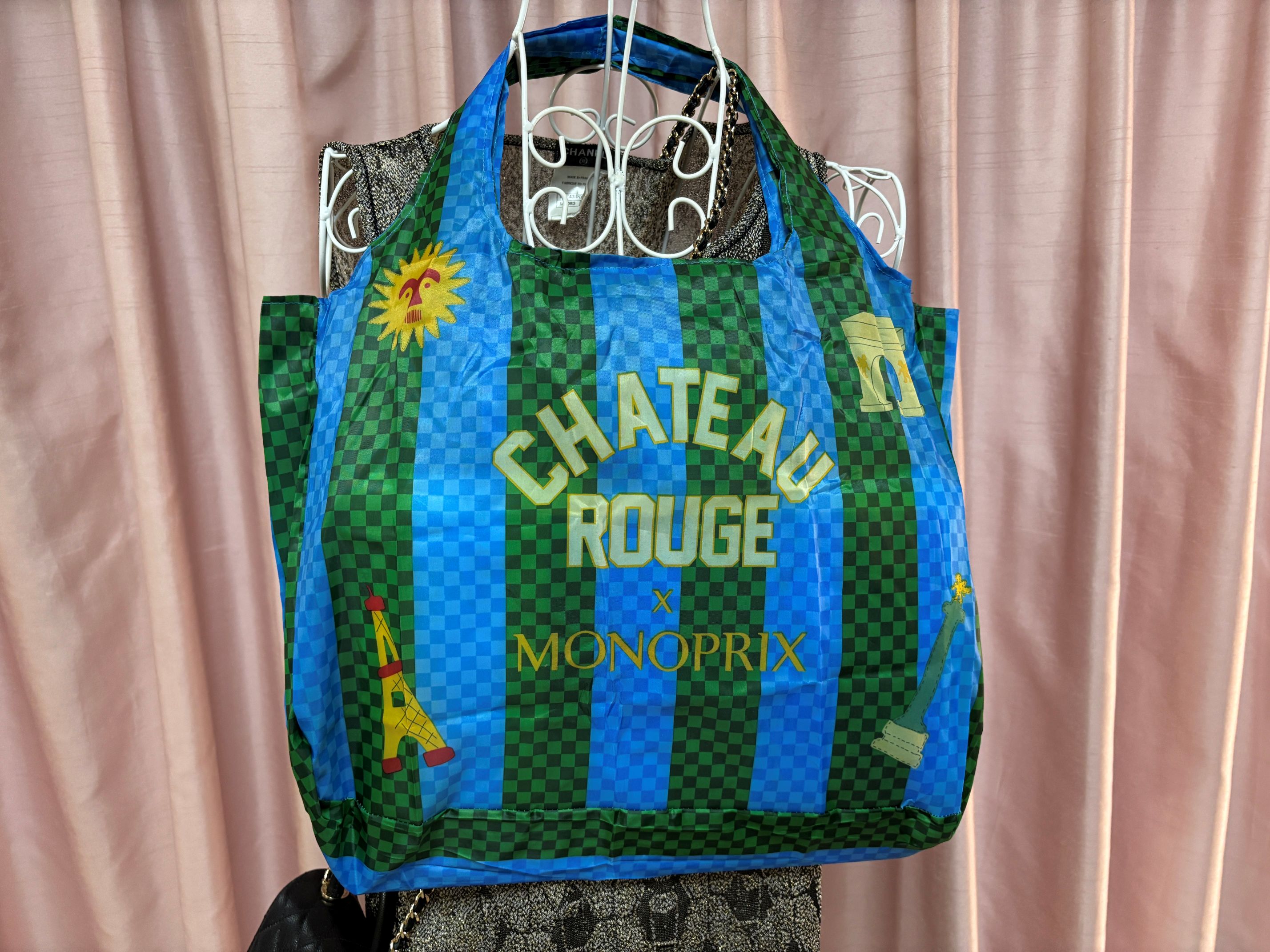 Monoprix エコバッグ 色目 ブルーグリーン系　送料200円加算でクリックポスト日時指定不可、プラスクロネココンパクト料金加算で日時指定可 能。クリックポストは日時指定ができません。日時指定される方はクロネココンパクトの料金を加算いた...