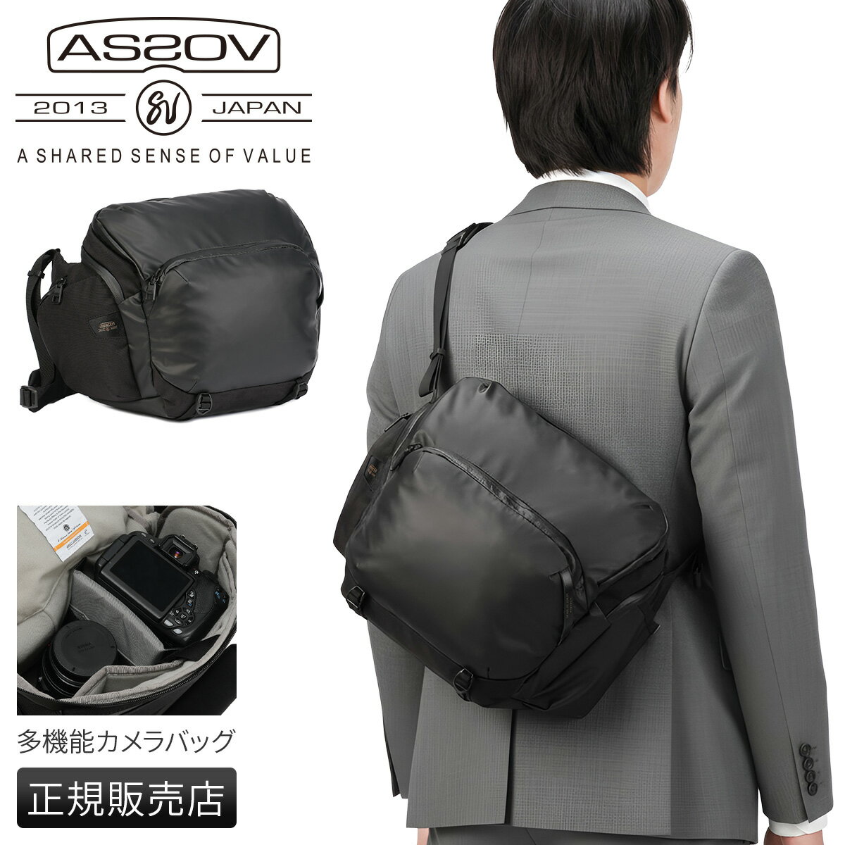 商品説明 カメラも日常アイテムも、これひとつでOK。 カメラ機材とビジネスアイテムを分けて収納できる2ルーム構造。 6面クッションがしっかり機材を守り、可動式の仕切りで使い方も自由自在。 タブレットポケットやガジェット収納、ボトルポケット、...