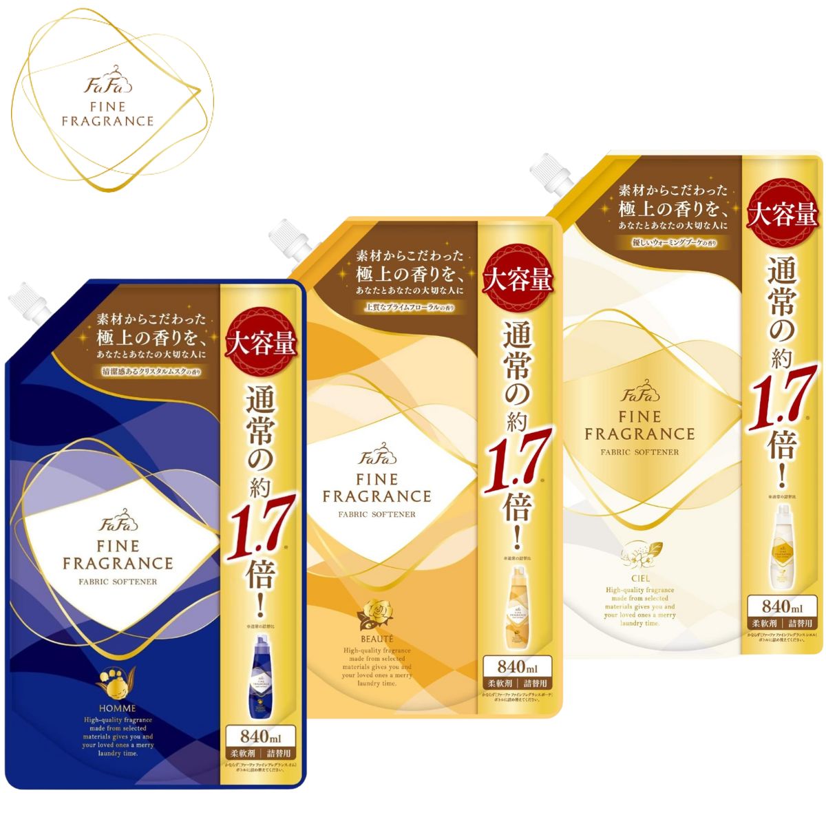 「ファーファ ファインフレグランス」は、上質な香りと柔らかな仕上がりを実現するプレミアム柔軟剤です。 エレガントで華やかな上品な香調で、衣類に心地よい香りが長続きします。 独自の処方により、繊維の一本一本に浸透し、ふんわりとした柔らかさを与...
