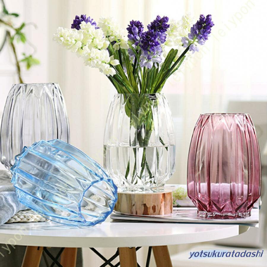 商品名: ガラス花瓶素材: ガラスサイズ：口径×底径×高さ：グレー、ホワイト、ブルー、パープル=10*11*20cm、01グレー、01ホワイト、01ブルー、01パープル=9*10*31cm（スタッフ採寸のため、若干の誤差が生じる場合がござい...