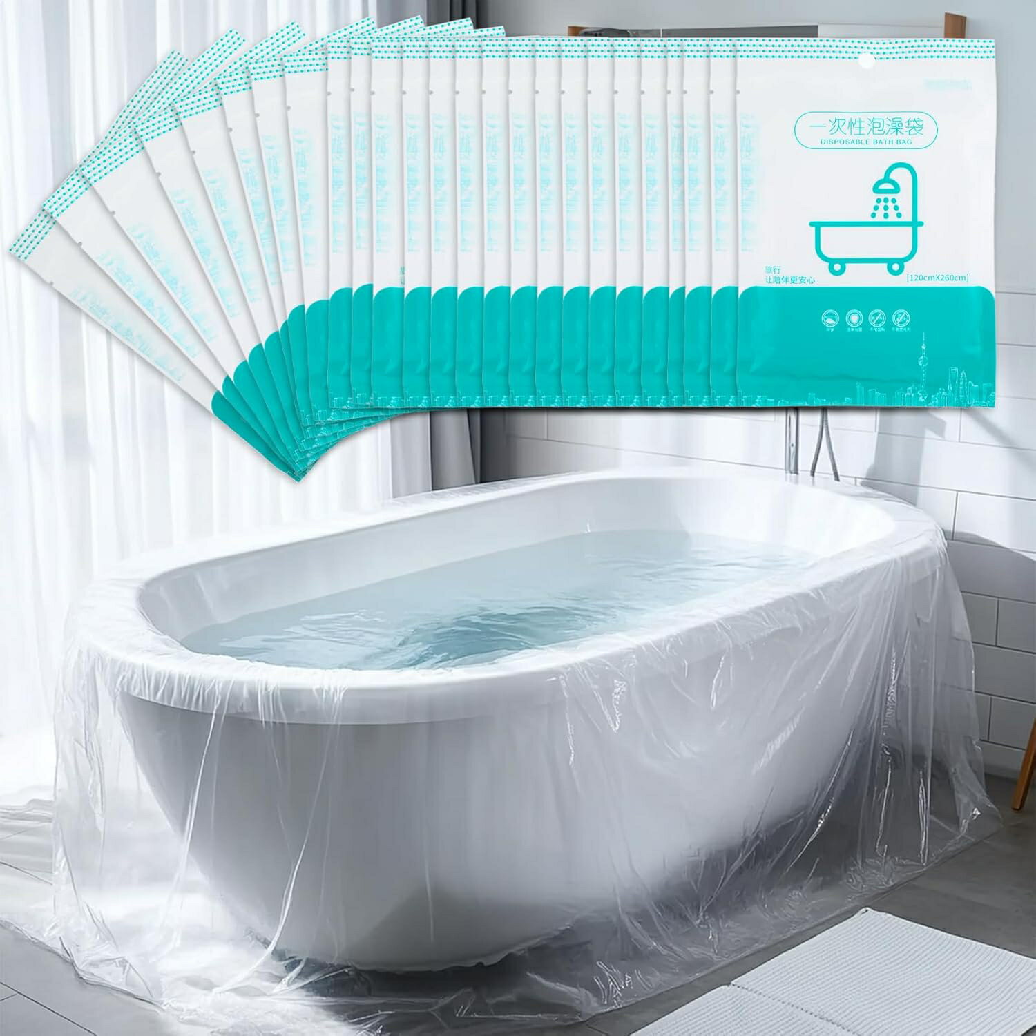 【大きなサイズのバスタブカバー】プライベートではないバスタブの使用について心配ですか? 当社の浴槽使い捨てバスタブカバーライナーはお客様の解決策です。 プラスチック製のバスタブカバーを浴槽に置くだけで、汚れを効果的に隔離し、潜在的な汚染物質...