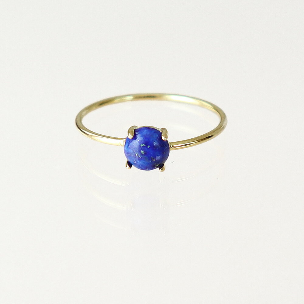 【9月・12月誕生石】 ラピスラズリ ラウンドカボション 約5mm 指輪 Silver925製 18KGP仕上げ ゴールド Silver925製 ロジウム仕上げ シルバー リング 華奢 女性 レディース 約9号 約11号 約13号 約15号...