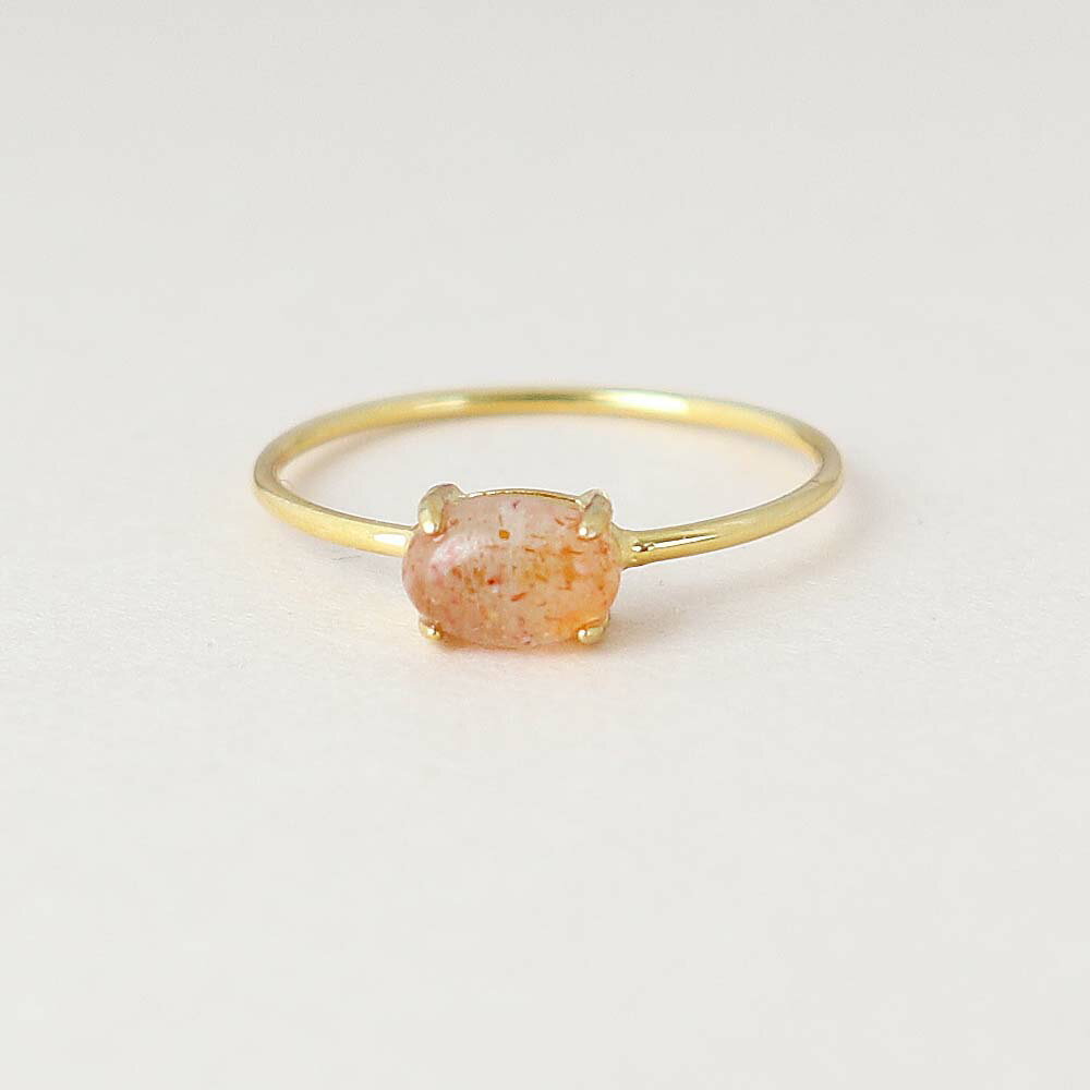 サンストーン オーバル カボション 約6x4mm / Silver925製 指輪 Silver925製 18KGP仕上げ ゴールド Silver925製 ロジウム仕上げ シルバー リング 華奢 女性 レディース 約9号 約11号 約13号 ...