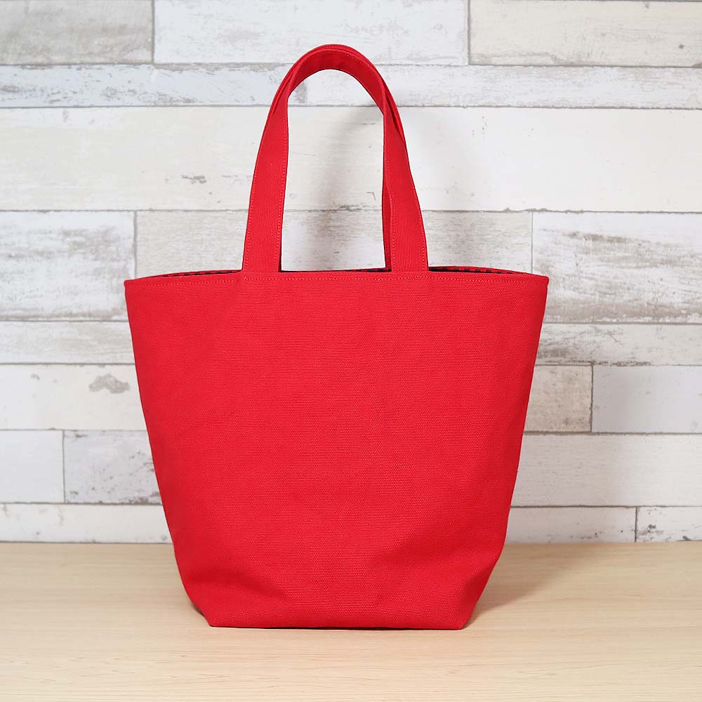 赤帆布×赤チェック 岡山帆布8号使用 ポケット付き たっぷりマチの可愛いランチトートバッグ タータンチェック サブバッグ　ミニバッグ ／ 大人ナチュラル 上品かわいい お出かけにも便利『ハンドメイドバッグ』『ハンドメイド作品』 Item I...