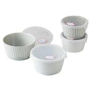 お花のカタチがやわらかく浮かんで見える「花ふわり」。シンプルで上品な、料理を引き立てるデザインが魅力です。カラーは合わせやすく使いやすい白とグレーの2色。こちらは、ノンラップ鉢はお漬物や佃煮などの常備菜はもちろん、後から食べる人へのおかずや...