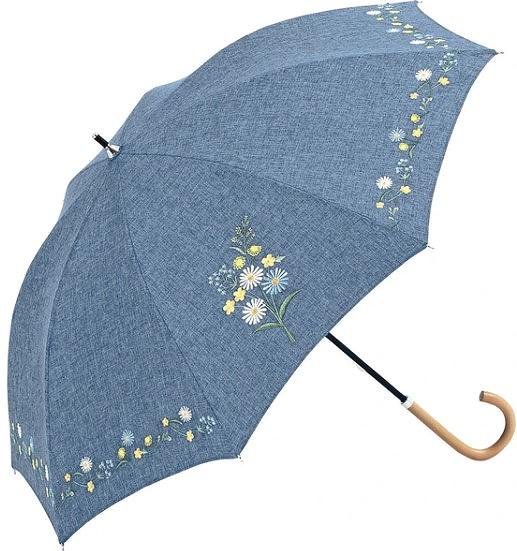 大きなブーケがポイントの日傘。 可愛らしいお花の刺繍に包まれて優しい気持ちに。 紫外線遮蔽率：濃色 95％以上／淡色 90％以上 ※生地の色・種類によって多少異なる場合があります。 Safe Guard：開閉時に指や爪を傷めないようにロクロ...
