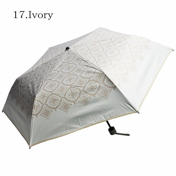 レース柄の折畳み傘です！ 裏地がブラックコーティングでUVカット100％、遮光率100％。 撥水加工もしておりますので雨の日にも対応いたします。 サイズ・容量/親骨の長さ：51cm （開いた状態の直径：88cm） 素材・成分：ポリエステル1...