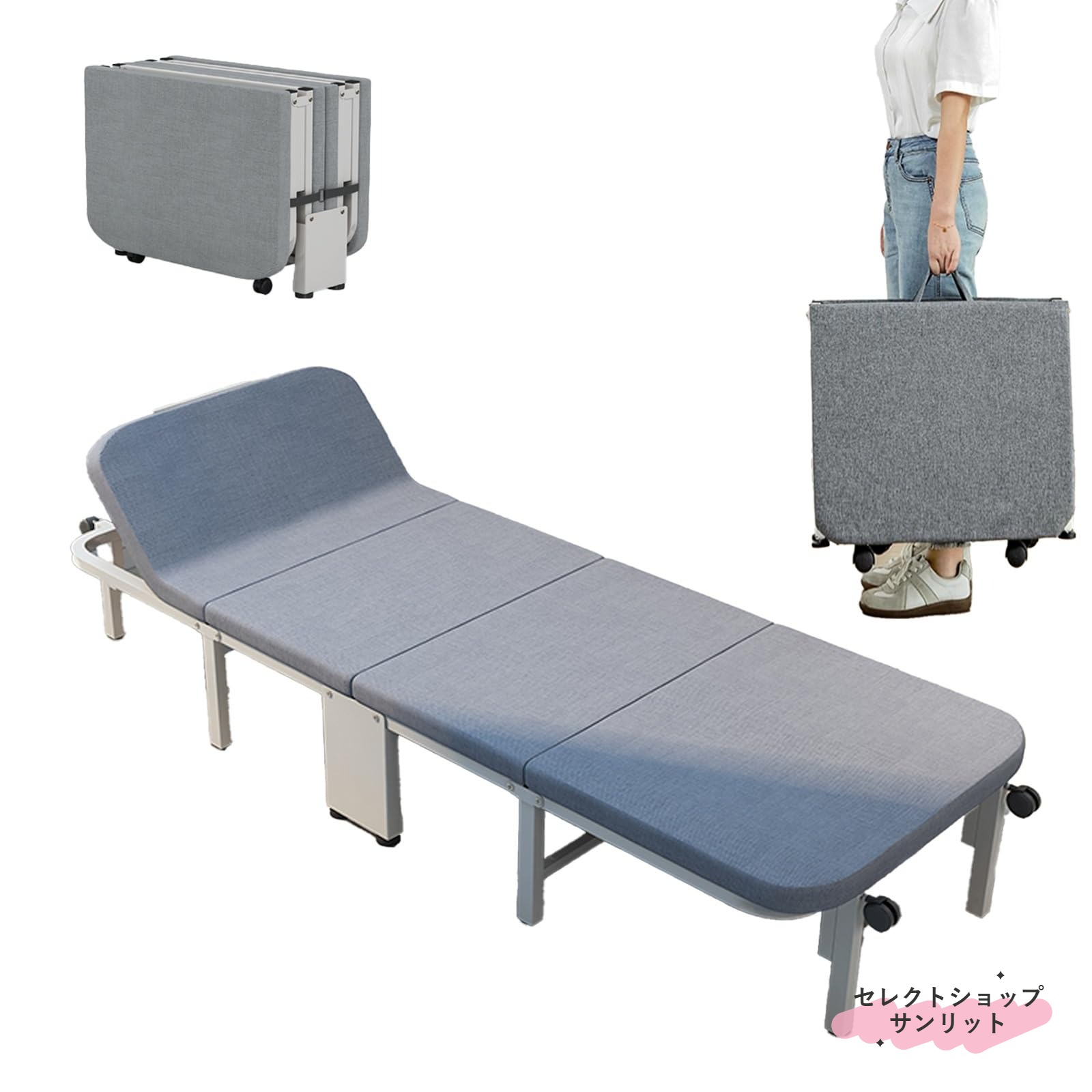 【ポータブル折りたたみデザイン】折りたたみベッド 簡単にコンパクトなサイズに折りたたむことができ、使用しないときはスペースを節約するために隅に置くことができます。折りたたんだ後にハンドルが付いており、適度な重さで片手で持ち上げることができ、...