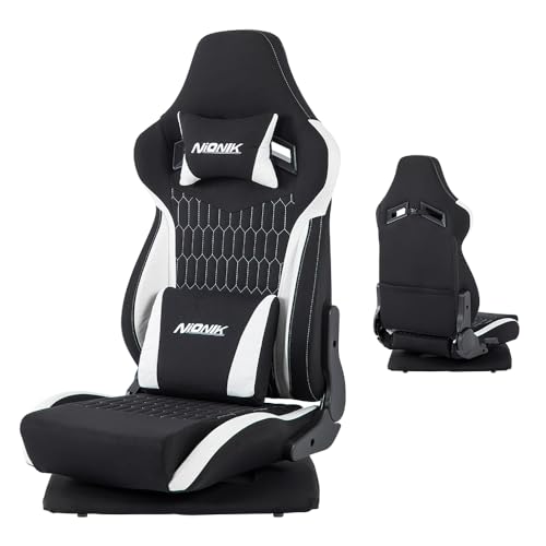 ◆商品名：NIONIK ゲーミングチェア 180°リクライニング ファブリック 回転座椅子 ひじ掛けなし ゲームチェア ランバーサポート 360° 回転座面 ハイバック ブラック【ゲーミング座椅子　仕様】サイズ：L54cm*W67cm*H9...