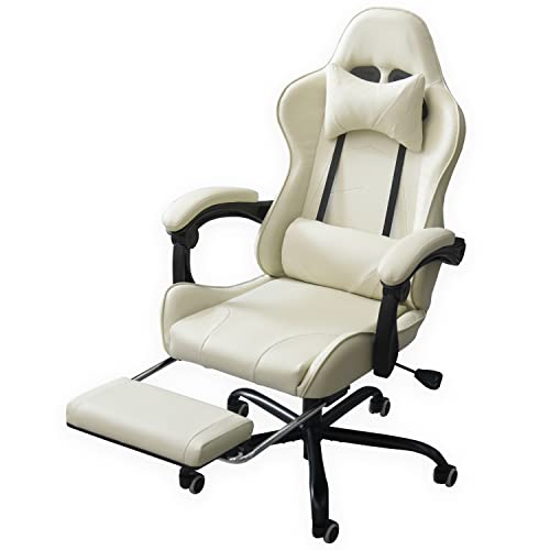 ◆商品名：CYBER-GROUND ゲーミングチェア オフィスチェア フットレスト 170度 リクライニング タンスのゲン パールホワイト 31510016(79200)【サイズ】外寸：幅71×奥行71～157×高さ112～120cm / ...