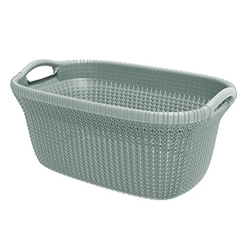 ◆商品名：CURVER(カーバー) バスケット ブルー 40L Knit ニット収納 バスケット ランドリー ランドリーバスケット カゴ 洗濯カゴ おしゃれ 丈夫 北欧 リネンのような質感 環境にやさしい【商品仕様】サイズ：幅60×奥行39...