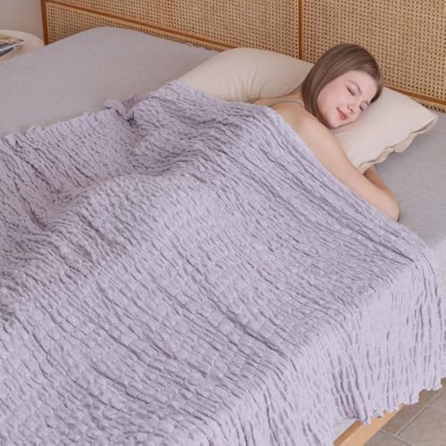 ◆商品名：【NERUS 正規品 ネルス】スマート・アイ(smart-i) タオルケット くしゅくしゅケット ブランケット ガーゼケット Oren 140×200cm 薄手 丸洗い スモーキーパープル?●サイズ／140 x 200cm ●生産...