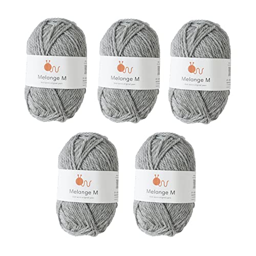 ◆商品名：原ウール 毛糸 メランジ 並太 30g(60m) ウール60％ アクリル40％ 5玉セット 3.グレー太さ：並太形状：30g(60m)品質：ウール60％、アクリル40％使用針：ぼう針6〜8号、かぎ針7/0号標準ゲージ：17〜18目...