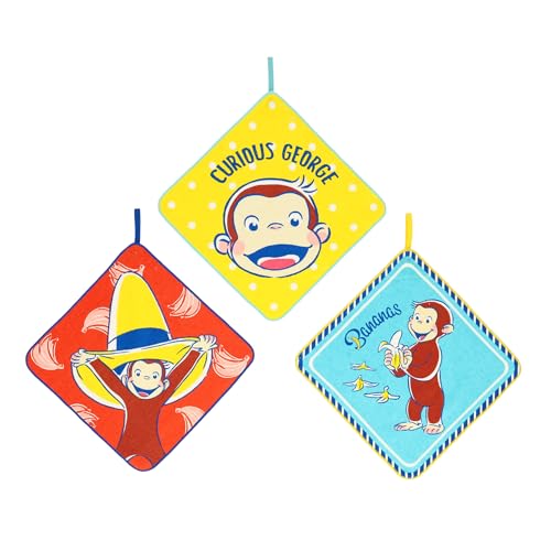 ◆商品名：丸眞 ループタオル 3枚組 おさるのジョージ カラフルスマイルジョージ ジョージ アニメ さる おさる 女の子 男の子 保育園 幼稚園 入園 入学 園児 タオル ループタオル ループ付きタオル ループ かけられる かけれる 手拭き...