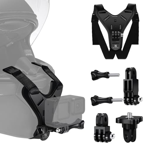 ◆商品名：K&F Concept ヘルメット顎マウントアクションカメラ用アクセサリー Insta360 X5 X4 X3/GoPro 13 12 11 10 9/DJIOSMO Action 5pro 4 3などに対応【高い互換性と軟な多角...