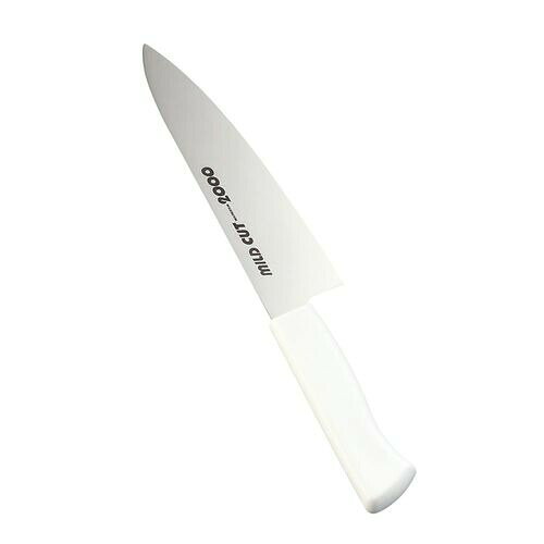サイズ（刃渡り）:180 mm 材質：刀身＝モリブデン・バナジウム鋼/ハンドル＝ノバロンAGZ330（銀系無機抗菌剤）入りエラストマー樹脂（耐熱温度115度） 生産国：日本 ●本刃付け 砥石による本格的な刃付けを施し、鋭い切れ味を長く持続さ...