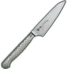 サイズ（刃渡り):90 mm 材質：刀身＝63層ダマスカス鋼/ハンドル＝18-8ステンレス鋼 生産国：日本 ●本刃付け 砥石による本格的な刃付けを施し、鋭い切れ味を長く持続させます。 ●本研刃造り プロの技術者により、本刃付けする前に研ぎな...