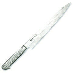 サイズ（刃渡り）:240 mm 材質：刀身＝モリブデン・バナジウム鋼/ハンドル＝18-8ステンレス鋼 生産国：日本 プロの理想の切れ味と使い易さを追求したシリーズです。 ●本刃付け 砥石による本格的な刃付けを施し、鋭い切れ味を長く持続させま...