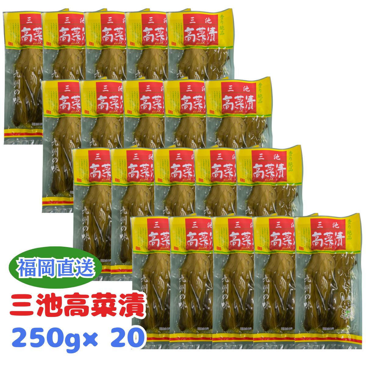 商品詳細 名称 野口食品 三池高菜　250g　×20 原材料 高菜(国産)、漬け原材料[しょうゆ、食塩、醸造酢、蛋白加水分解物、ウコン]／調味料(アミノ酸)、保存料(ソルビン酸)、着色料(黄色4号)(一部に小麦・大豆を含む) 賞味期限・消費...
