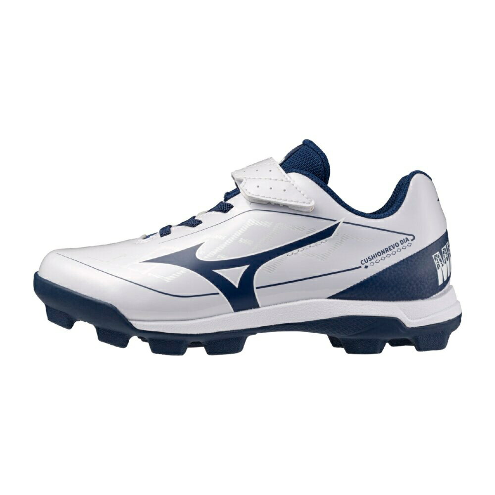 ■メーカー名：MIZUNO（ミズノ） ■品名 ：クッションレボダイア Jr ■品番：11GP252714 ■サイズ：19.0m～24.0cm ■素材：甲材：人工皮革×合成繊維 ■底材：ゴム底　 ■原産国： カンボジア製 ■質量： 約200g...