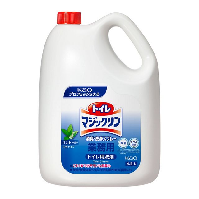 商品説明 メーカー 花王株式会社 商品名 トイレマジックリン消臭・洗浄スプレー　4.5L 内容量 4.5L×4本 液　性 中性 箱入り数 4.5L×4本 特　長 タイムリーな清掃に。 作業前、営業中の定期的な清掃、レストルームのトータルな清...