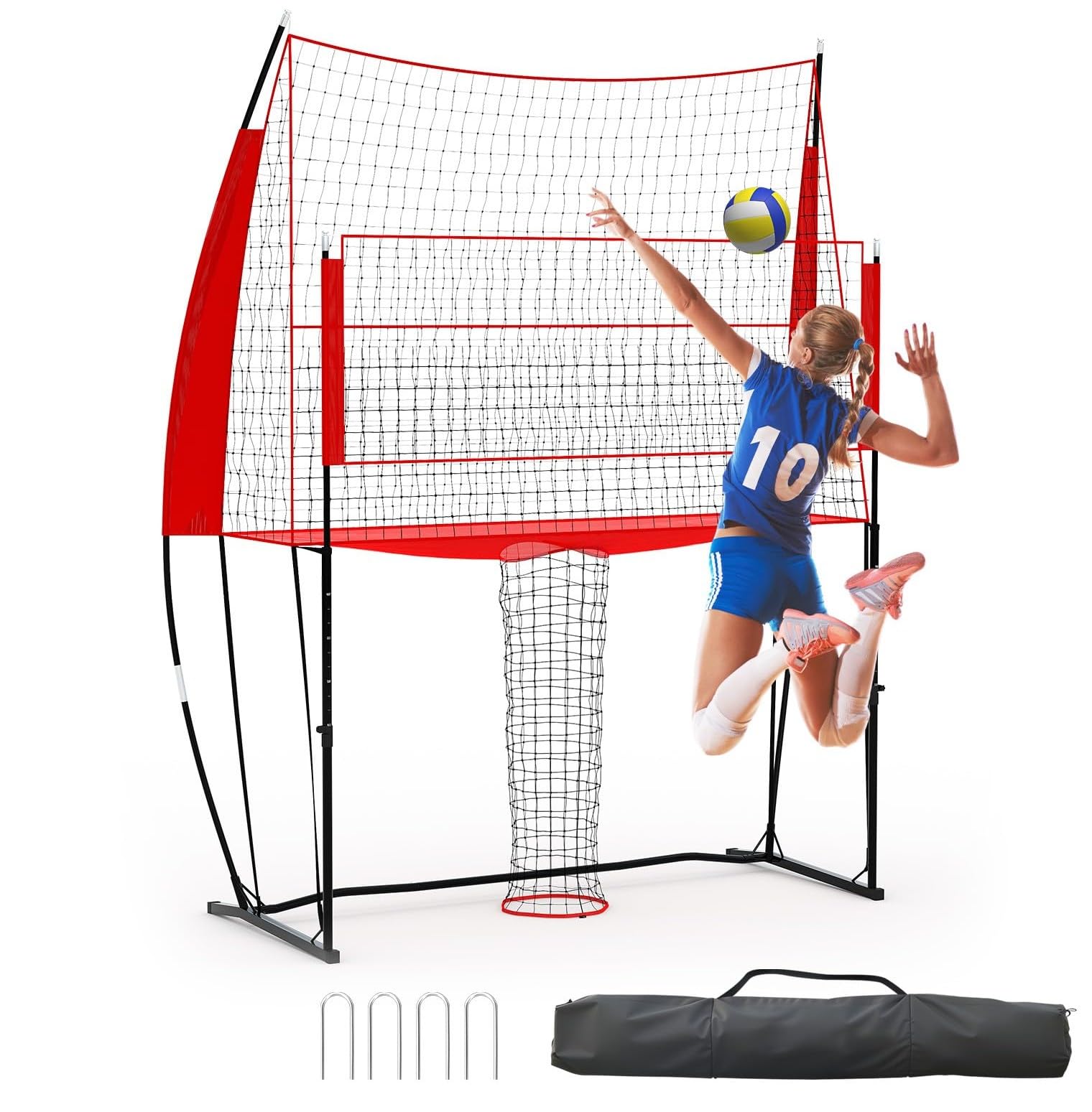 商品仕様 商品名 バレーボールトレーニングネット 全体幅 約248cm 全体高さ 約335cm 高さ調整 約225cm / 237cm / 244cm 3段階 ネット部分高さ 約78cm ベース奥行 約107cm 素材 ネット：ポリエチレン...