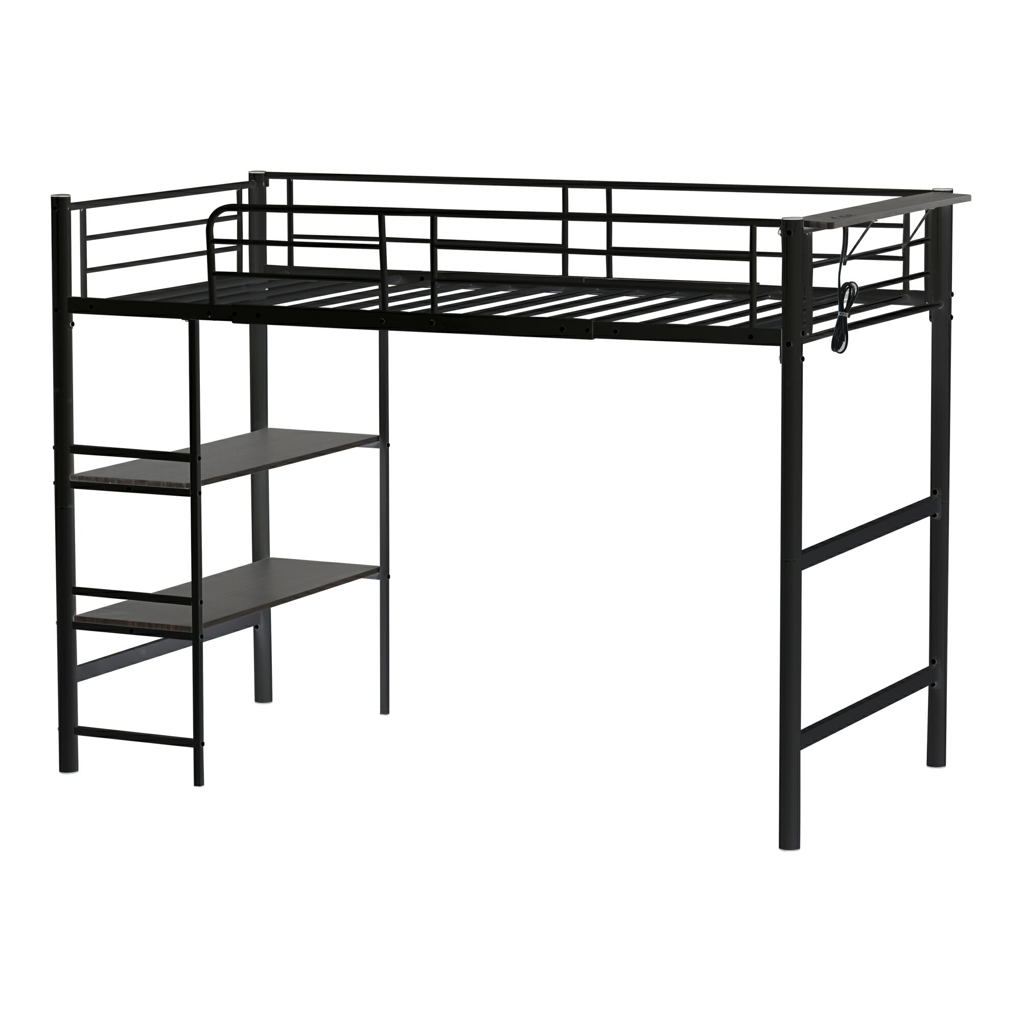 【多機能宮棚】 スマートフォンや時計などの小物を置ける便利な設置が詰め込まれています。コンセント付きで、お休みしながらスマートフォンやipadを充電することができます。 【ベッド下空間】ベッドの下は二段階の収納棚が設置しています。生活空間や...