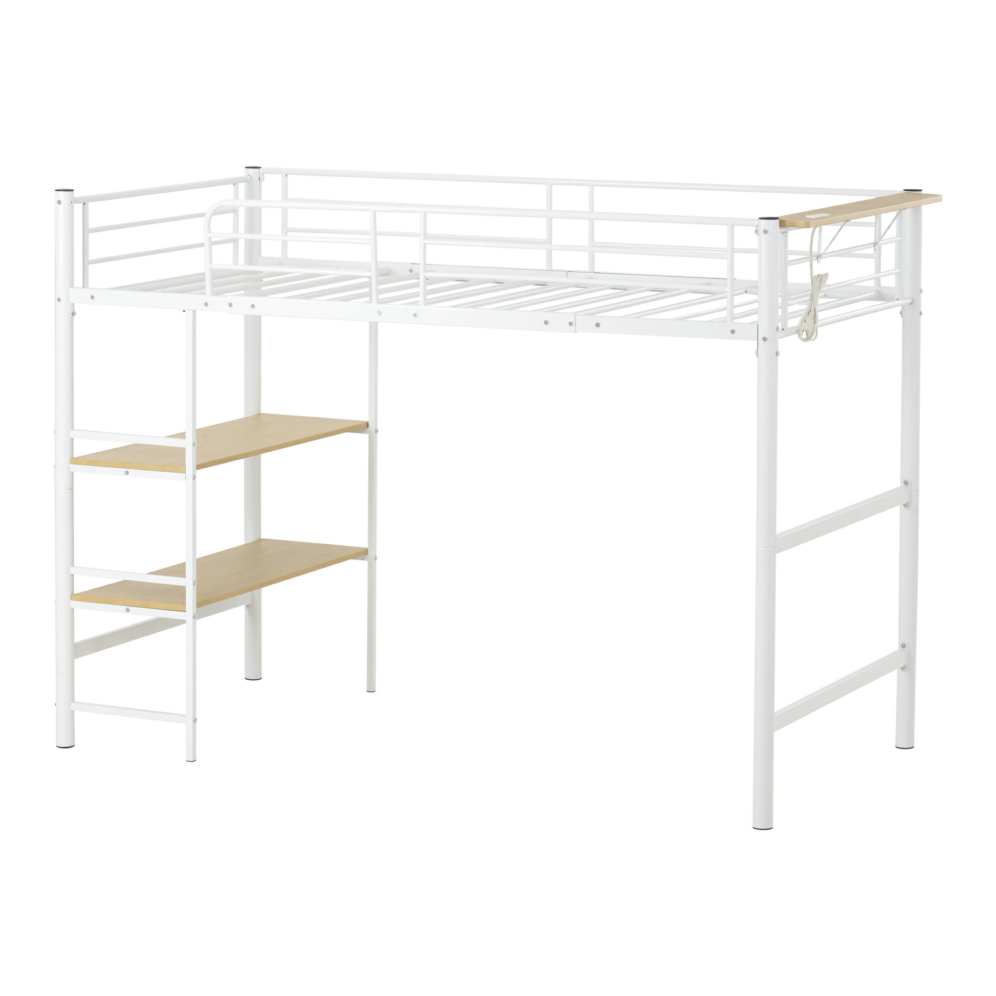 【多機能宮棚】スマートフォンや時計などの小物を置ける便利な設置が詰め込まれています。コンセント付きで、お休みしながらスマートフォンやipadを充電することができます。 【ベッド下空間】ベッドの下は二段の収納棚が設置しています。生活空間や収納...