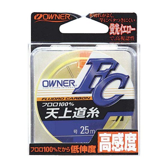 FCはフロロカーボンを使用することで、吸水性がなく低伸度は天上道糸を実現。ここに高感度で竿のベタ付が少なく水切れの良いFCが出来ました。