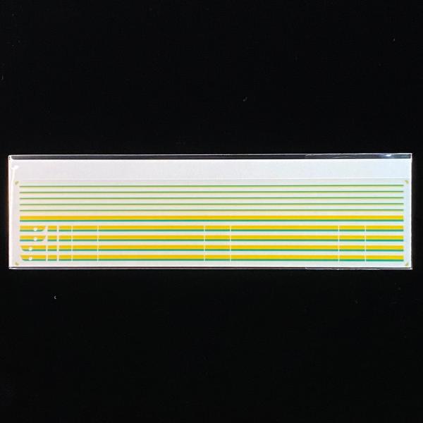 1/150スケールのNゲージ用インレタ（インスタントレタリング）です。 鮮やかな黄色と緑の帯です。2両分収録しています。 製品の上から重ね貼りしますが、裾帯は転属に際して撤去されていますのでお気をつけ下さい。フィルムタイプのインレタです。通...