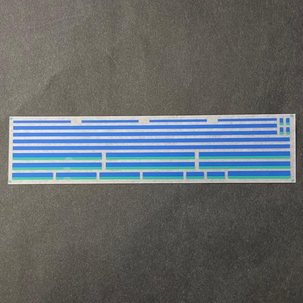 プラム製209キットに対応した（1/80スケール）用色帯インレタです。 パステル調の緑と青の2色です。 塗装再現ではなかなか表現が難しい所を再現いたしました。 レタリングは現状ございませんのでキット付属のものをご利用いただくことになります。...