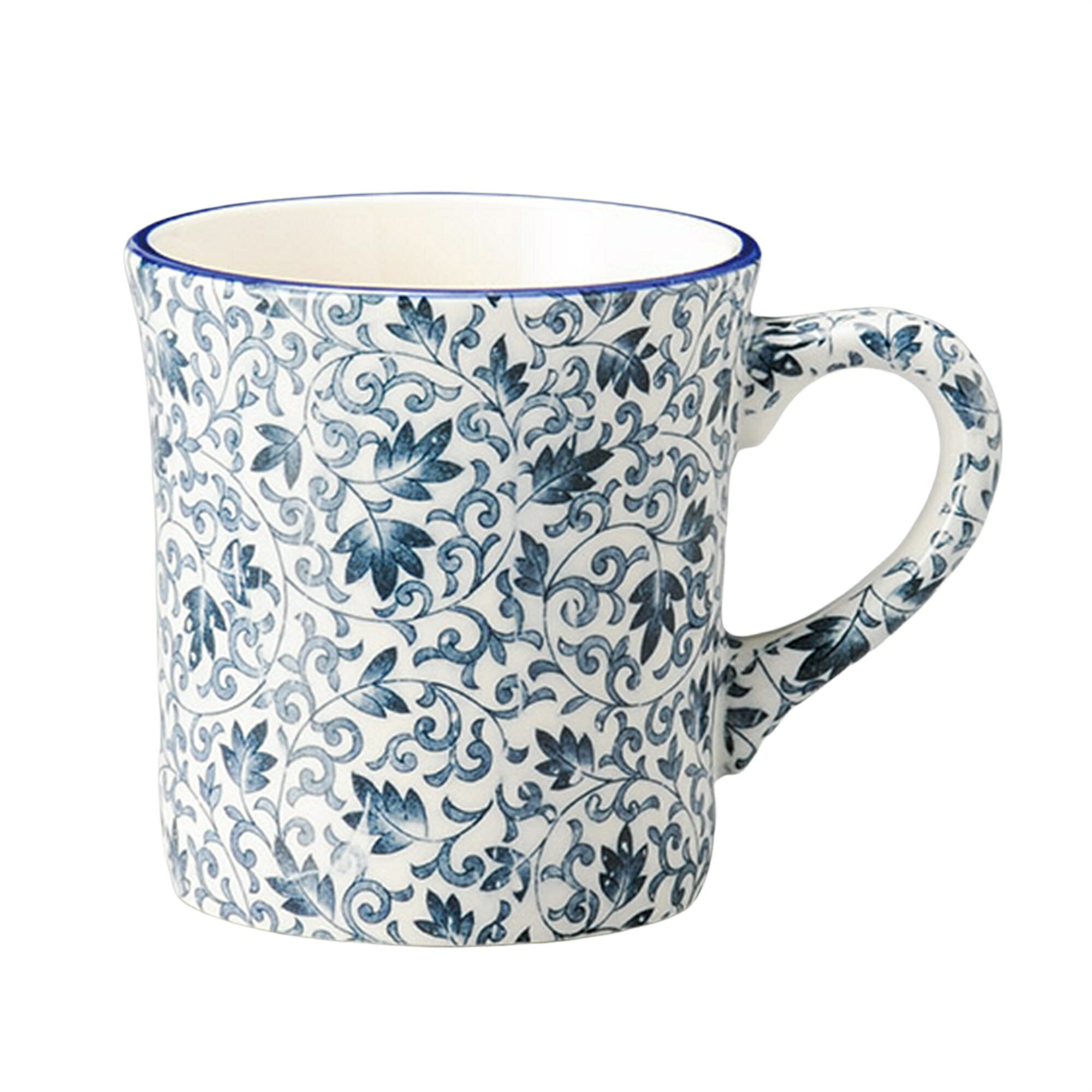 [商品名]藍唐草キネ型マグ[素材][寸法]86×90mm・280結婚式のお返し、母の日のプレゼント、退職祝いなど、さまざまな場面でご利用いただけるギフト用の商品です。陶器の専門問屋が厳選したプレゼントにピッタリな逸品です。[86×90mm・...