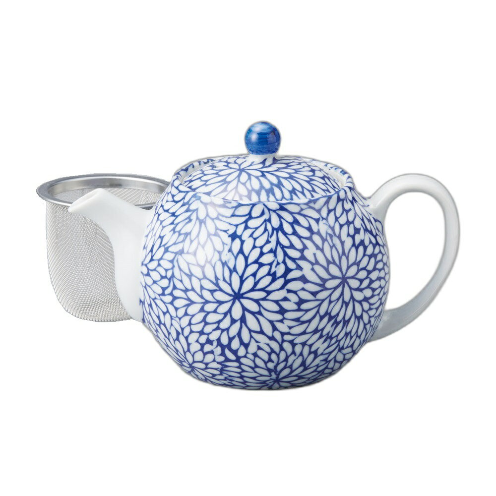 [商品名]　菊牡丹ミニポット（青）（アミ付）[素材]　陶磁器[寸法]　15×10×10cm・300ccお店からご自宅まで、季節を問わず、様々なシーンでご利用いただける商品です。[ 15×10×10cm・300cc ] 陶磁器 一部の商品はメ...