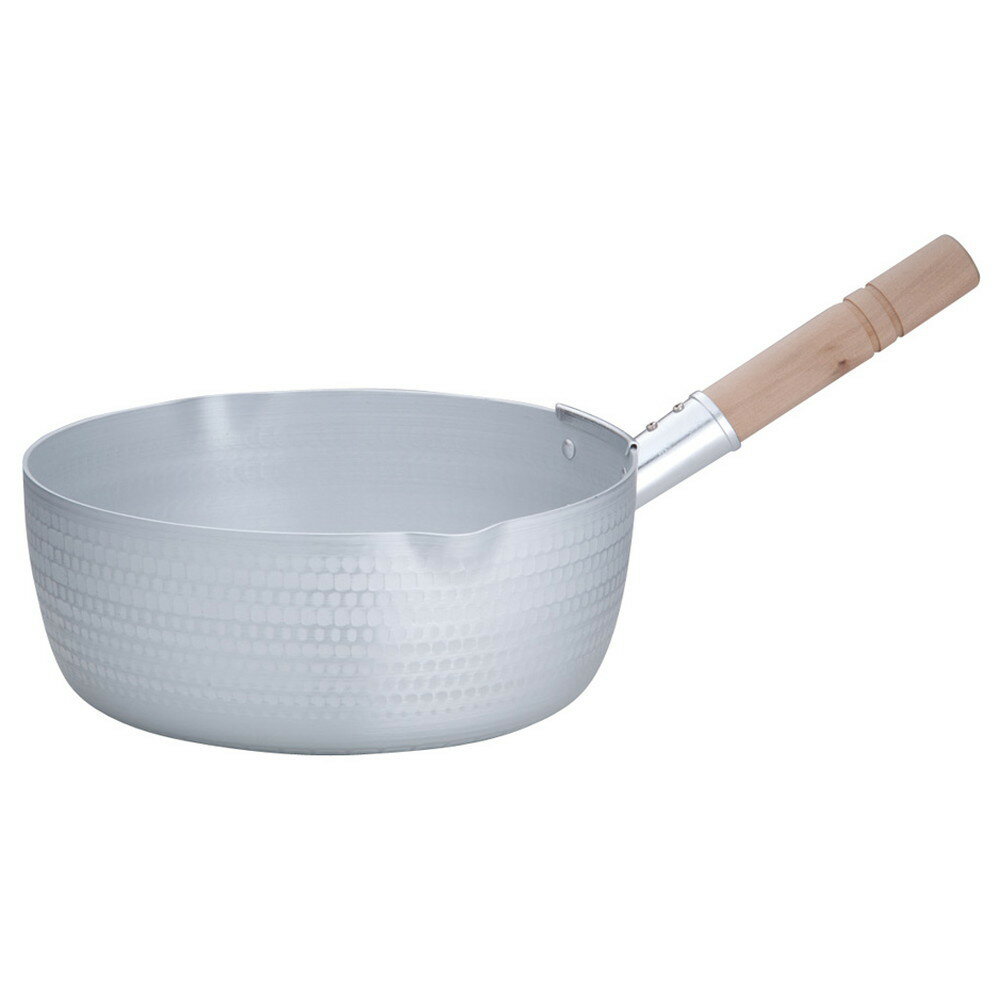 [商品名]　アルミ雪平鍋(両口)(アルマイト加工) 27cm[素材]　本体:アルミニウム 取っ手:天然木[寸法]　内径:272 x 深さ:107mm 5.2L 質量:0.84kg 板厚:2.4mm[産地]中国商品によっては手造りのため、写真...