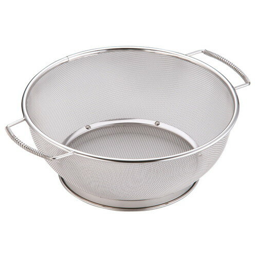 [商品名]　18-8ミネックスざる B型 (バネ取手付)(16メッシュ) 27cm[素材]　18-8ステンレス[寸法]　内径:257 x H108mm 質量:345g[産地]日本食に携わるプロの皆様、実際に使う立場の方々からの声を多く取り入...