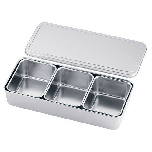 [商品名]　SA18-8プレス ヤクミ入 3ヶ入 [素材]　18-8ステンレス[寸法]　幅:330 x 奥行:145 x H60mm [産地]日本食に携わるプロの皆様、実際に使う立場の方々からの声を多く取り入れた、末永くお使い頂ける優れた製...