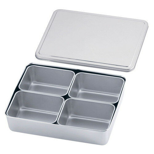 [商品名]　SA18-8抗菌 ヤクミ入 4ヶ入角 [素材]　18-8ステンレス[寸法]　幅:285 x 奥行:225 x H60mm [産地]日本食に携わるプロの皆様、実際に使う立場の方々からの声を多く取り入れた、末永くお使い頂ける優れた製...