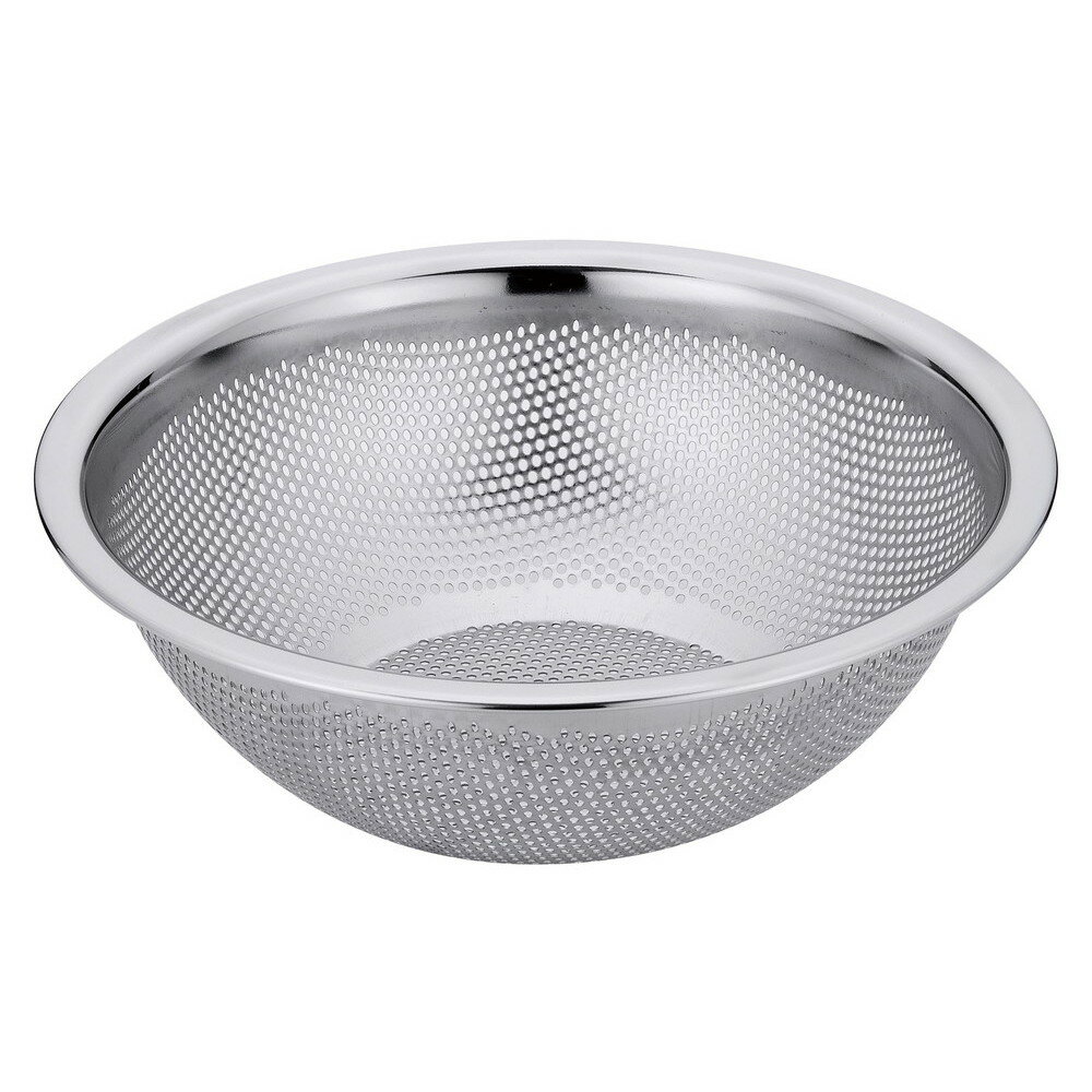 [商品名]　18-8 HACCP水切りボール 27cm[素材]　18-8ステンレス[寸法]　外径:290 x H100mm 穴径:2.2mm画像は全サイズ全て同じ画像を使用しています。サイズによって、形状などに若干違いがある場合がございます...