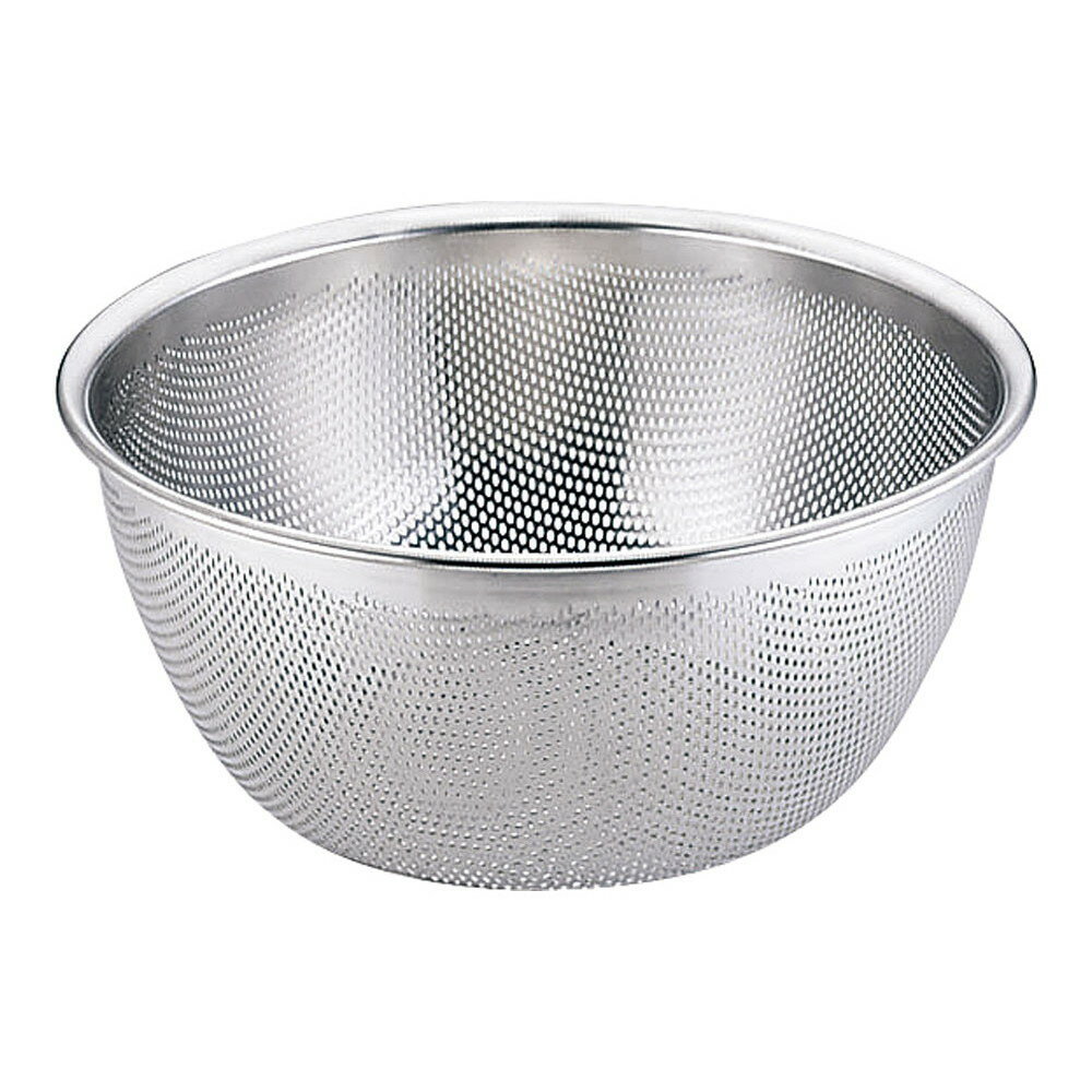 [商品名]　18-8 HACCPパンチング深型ざる 35cm[素材]　18-8ステンレス[寸法]　外径:375 x H215mm 穴径:2.2mm画像は全サイズ全て同じ画像を使用しています。サイズによって、形状などに若干違いがある場合がござ...