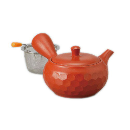 [商品名]　朱泥ダイヤカット急須(ポイポイアミ)(U)[素材]　陶器[寸法]　16.5 x 14 x 8.5cm 280cc[産地]日本土物 ※ccは満量時目安です。ご使用前に、熱湯に浸してからあらかじめ器に水分を充分含ませてからご使用頂く...