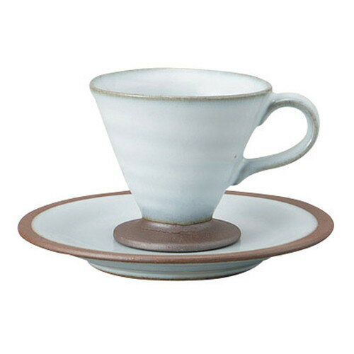 [商品名]　乳白高台コーヒー碗皿[素材]　陶器[寸法]　C:10 x 8 x 7.2cm 110cc S:14.3 x 1.5cm 352g[産地]日本ご使用前に、熱湯に浸してからあらかじめ器に水分を充分含ませてからご使用頂くと、茶渋・シミ...