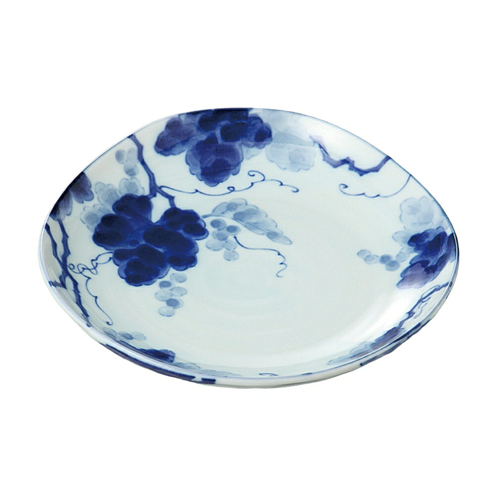 [商品名]藍染ぶどう5．0皿[素材][寸法]16.5×3cm結婚式のお返し、母の日のプレゼント、退職祝いなど、さまざまな場面でご利用いただけます。陶器の専門問屋が厳選した、プレゼントやギフトにピッタリな逸品です。[16.5×3cm] おもて...